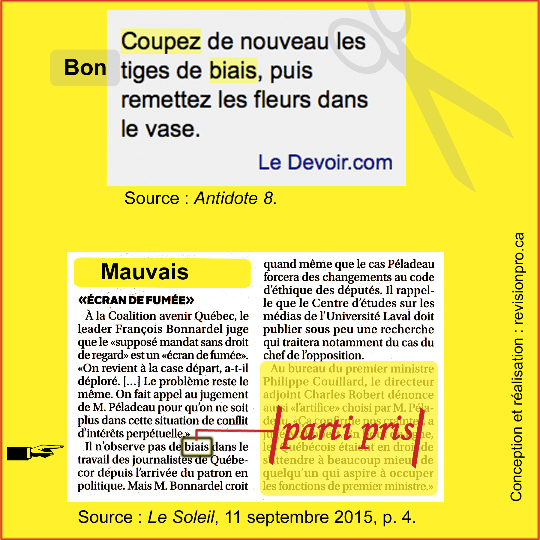 Biais, biaiser/biaisé, par le biais de - L'HEBDOMADAIRE DES RÉVISEURS